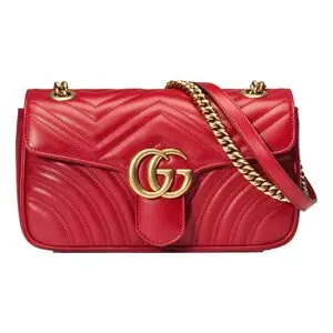 Gucci Gg Marmont Small Matelasse Shoulder Bag - Red