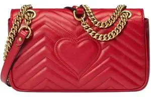Gucci Gg Marmont Small Matelasse Shoulder Bag - Red