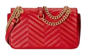 Gucci Gg Marmont Small Matelasse Shoulder Bag - Red