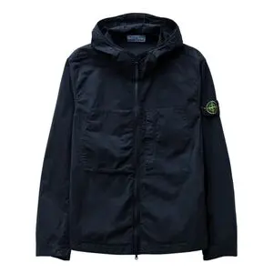 Stone Island Supima Cotton Twill Stretch Hooded Jacket - Navy