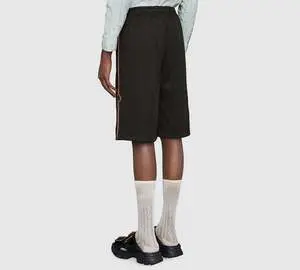Gucci Side Mesh Shorts With Striped Trim And Logo Detail