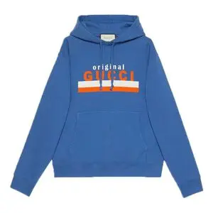 Gucci Original Printing Logo Hooded Long Sleeve Sweatshirt - Blue