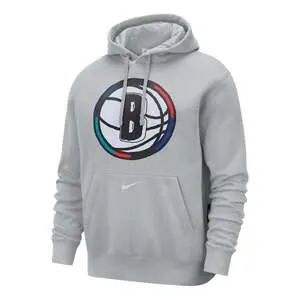 Nike Nba Brooklyn Nets Fleece Pullover Hoodie - Flat Silver/white