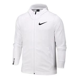 Nike Swoosh Logo Hooded Elite Basketball Training Jacket - White