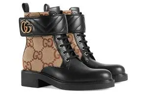 Gucci Ankle Boot Double G - Black/beige/ebony