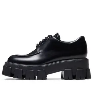 Prada Monolith Brushed Calf Derby Shoes - Black