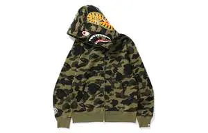 A BATHING APE Camouflage Shark Full Zip Hoodie - Green