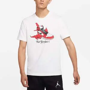JORDAN Shoe Alphabet Printing Round Neck Short Sleeve White - Default Color