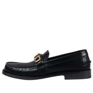 Gucci Leather Loafer With Gold Tone Detailing - Black