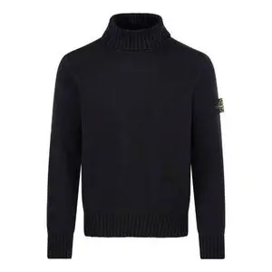 Stone Island Logo Patch Turtleneck Sweater - Black