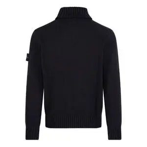 Stone Island Logo Patch Turtleneck Sweater - Black
