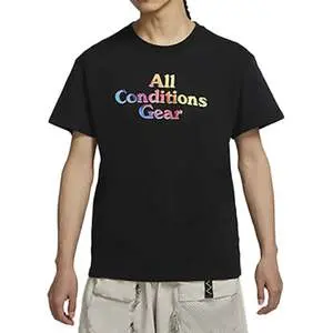 Nike Gradient Multi-color Alphabet Printing Short Sleeve - Black