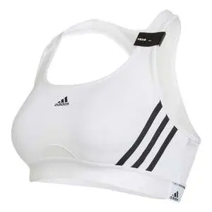 Adidas Powerreact Training Medium Support 3-stripes Bra Asia Sizing 'white Black - White/black