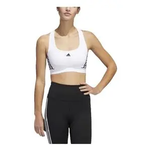 Adidas Powerreact Training Medium Support 3-stripes Bra Asia Sizing 'white Black