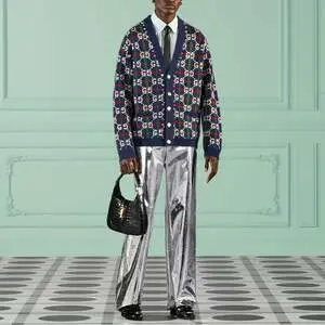 Gucci Gg Check Knit Wool Cardigan
