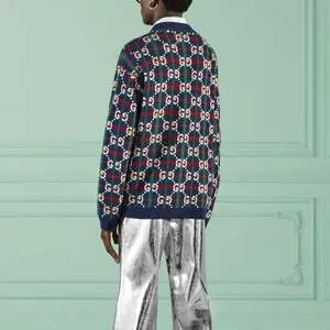 Gucci Gg Check Knit Wool Cardigan