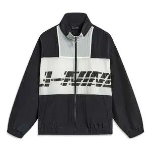 LI-NING Windbreaker Athletic Jacket With Stand Collar - Black/white