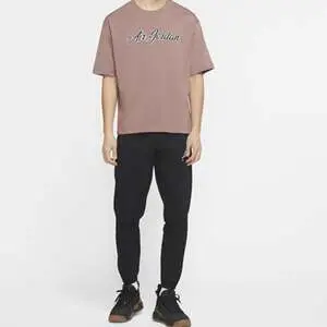 JORDAN Remastered Logo Embroidered Round Neck Short Sleeve Purple Gray - Purplegray