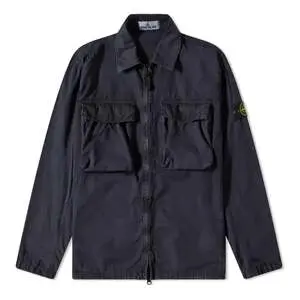 Stone Island Brushed Cotton Shirt Jacket - Navy