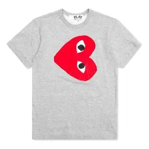 Play Comme Des Garcon Side Heart Logo Tee - Grey
