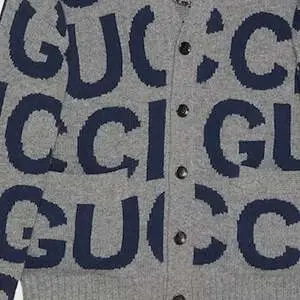 Gucci Wool Cardigan With All-over Gg Intarsia
