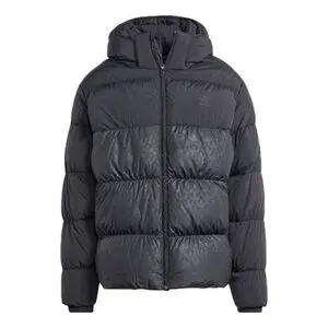 Adidas Originals Down Regen Monogram Hooded Puffer Jacket - Black
