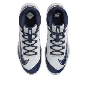 Nike Alpha Huarache Elite 4 Low Athletic Cleats - White/navy