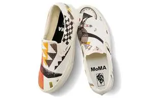 VANS Moma X Classic Slip-on "vasily Kandinsky's Orange" Graphic Printed Slip-on Sneakers - White