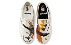 VANS Moma X Classic Slip-on "vasily Kandinsky's Orange" Graphic Printed Slip-on Sneakers - White