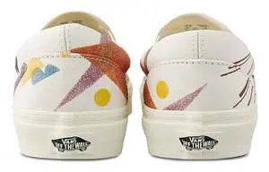 VANS Moma X Classic Slip-on "vasily Kandinsky's Orange" Graphic Printed Slip-on Sneakers - White