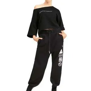 PUMA Printed Round Neck Sweatshirt - Black