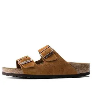 BIRKENSTOCK Arizona Soft Footbed Suede Leather Slides - Brown