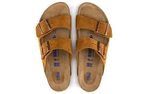 BIRKENSTOCK Arizona Soft Footbed Suede Leather Slides - Brown