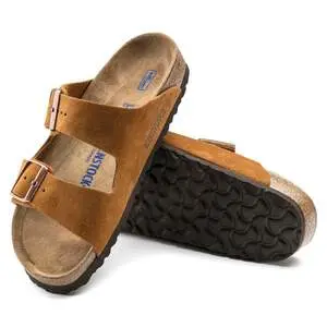 BIRKENSTOCK Arizona Soft Footbed Suede Leather Slides - Brown