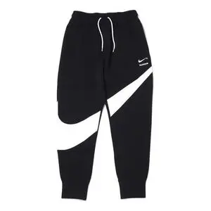 Nike Large Logo Casual Knit Splicing Embroidered Sports Pants/trousers/joggers Autumn - Black