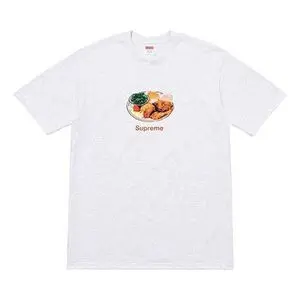 Supreme Ss18 Chicken Dinner Tee Ash Printing Short Sleeve Gray - Grey