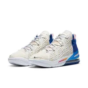Nike Lebron 18 'los Angeles Day' Basketball Sneakers - White/blue