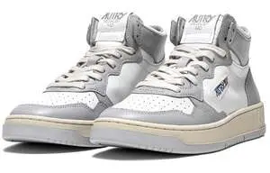 AUTRY Medalist Mid Leather Sneakers - White/grey