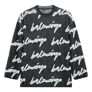 Balenciaga 3d Scribble Crewneck Cotton Knit