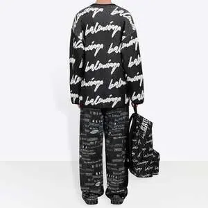 Balenciaga 3d Scribble Crewneck Cotton Knit