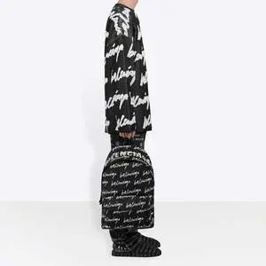Balenciaga 3d Scribble Crewneck Cotton Knit