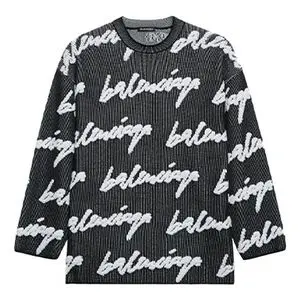Balenciaga 3d Scribble Crewneck Cotton Knit - Black