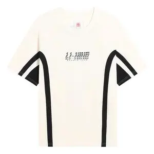 LI-NING Sports Team Multi Logo T-shirt 'beige - Beige/black