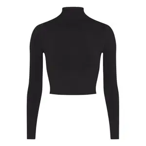 Nike X Skims Vintage Seamless Mock-neck Crop Top - Obsidian