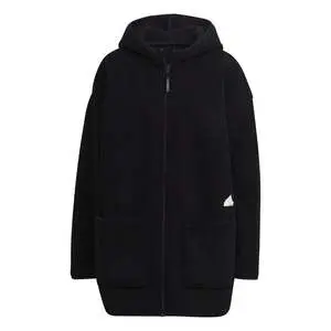Adidas Polar Fleece Long Hooded Track Top Asia Sizing - Black