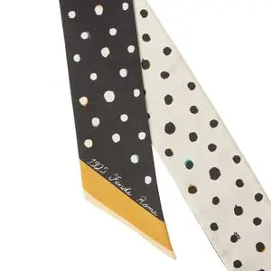 Fendi Ss26 Wrappy Falena Dots Silk Scarf 'black White - Black/white