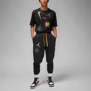 JORDAN Solid Color Word Embroidered Joggers/pants/trousers Black