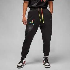 JORDAN Solid Color Word Embroidered Joggers/pants/trousers Black