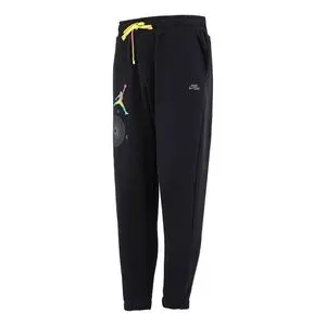 JORDAN Solid Color Word Embroidered Joggers/pants/trousers Black - Default Colorway