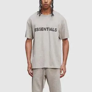 Fear Of God Fw20 Logo Tee 'heather Oatmeal - Grey/black